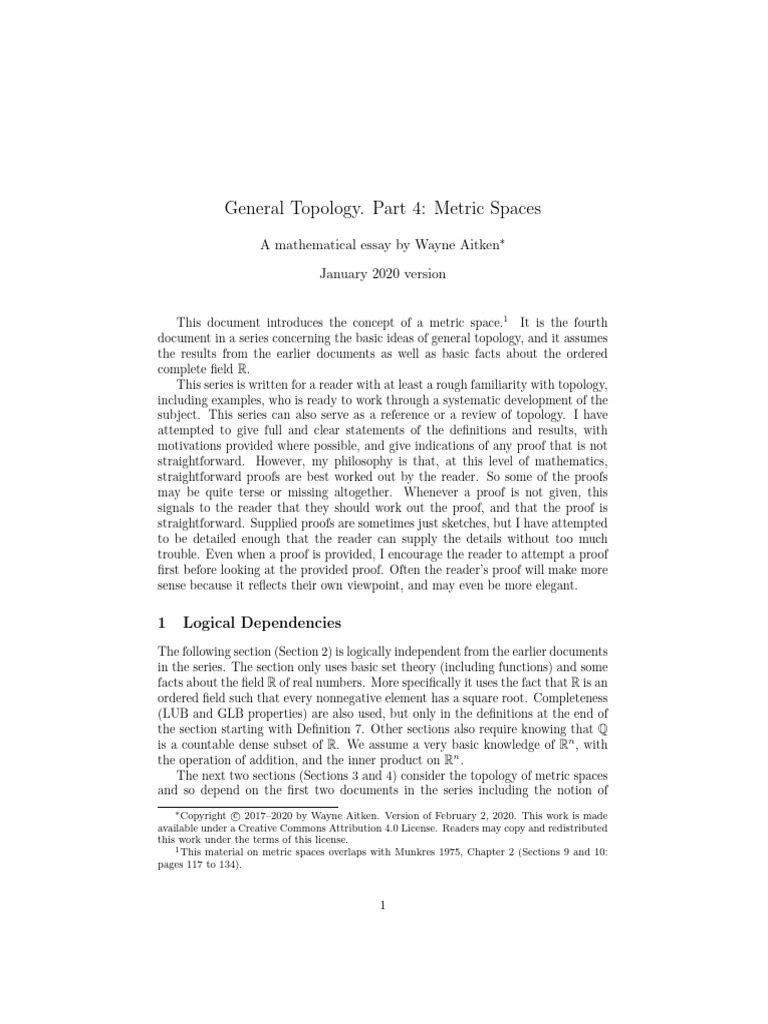 Metric Spaces | PDF | Continuous Function | Topology