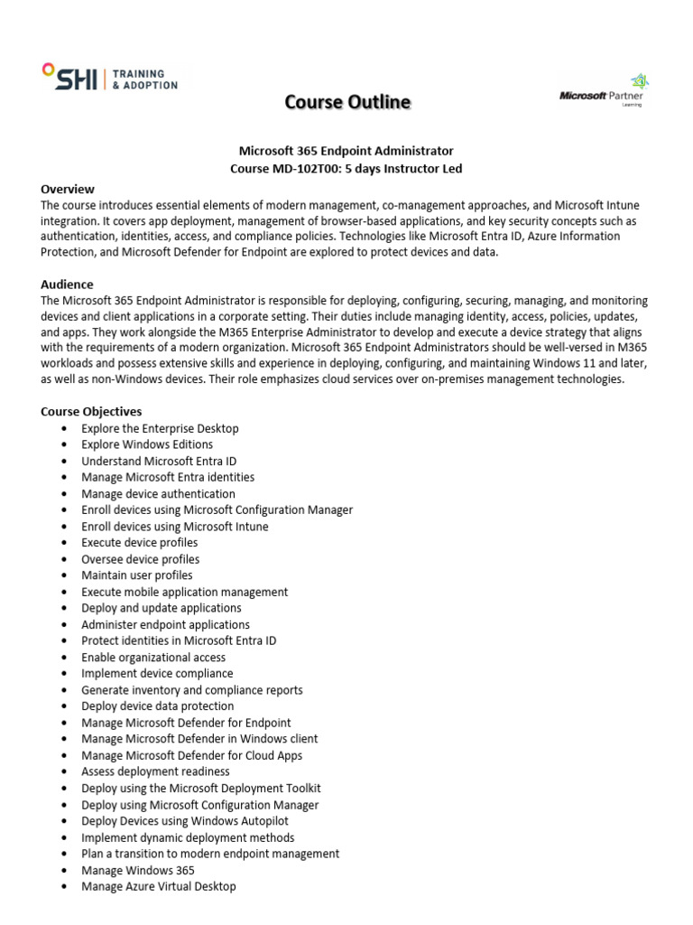 Course MD 102t00 Outline | PDF | Mobile App | Microsoft Windows