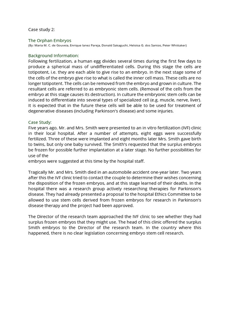 Case Study 2 | PDF | Embryo | Cell Potency