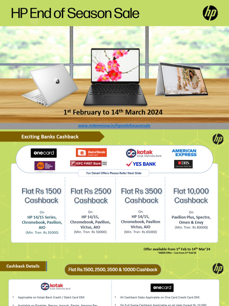 HP Laptop Cashback & Warranty Deals | PDF | Credit Card | Receipt
