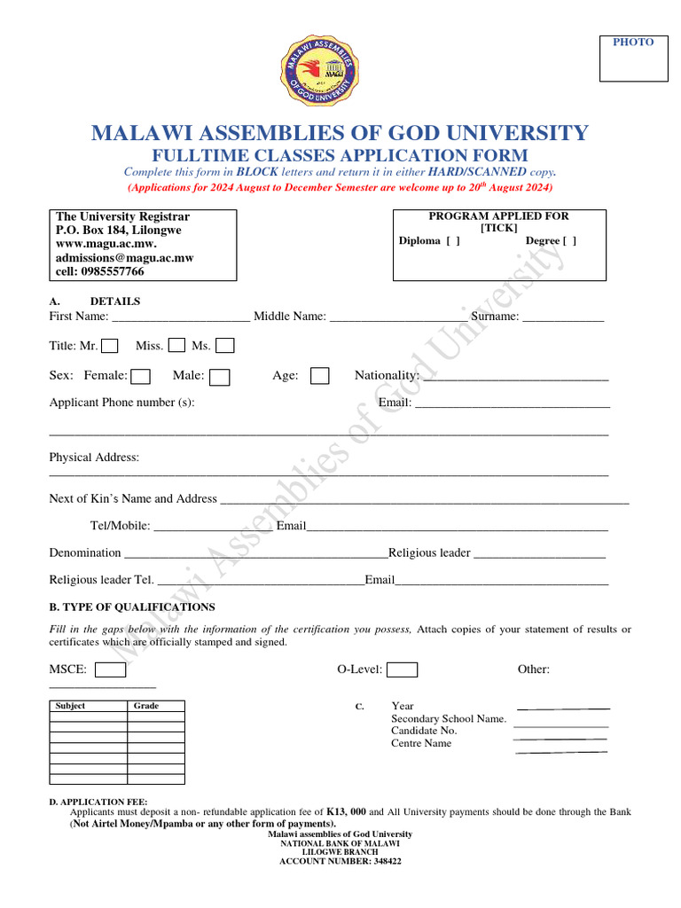MAGU University Application Form 2024 | PDF | Academic Degree | Diploma