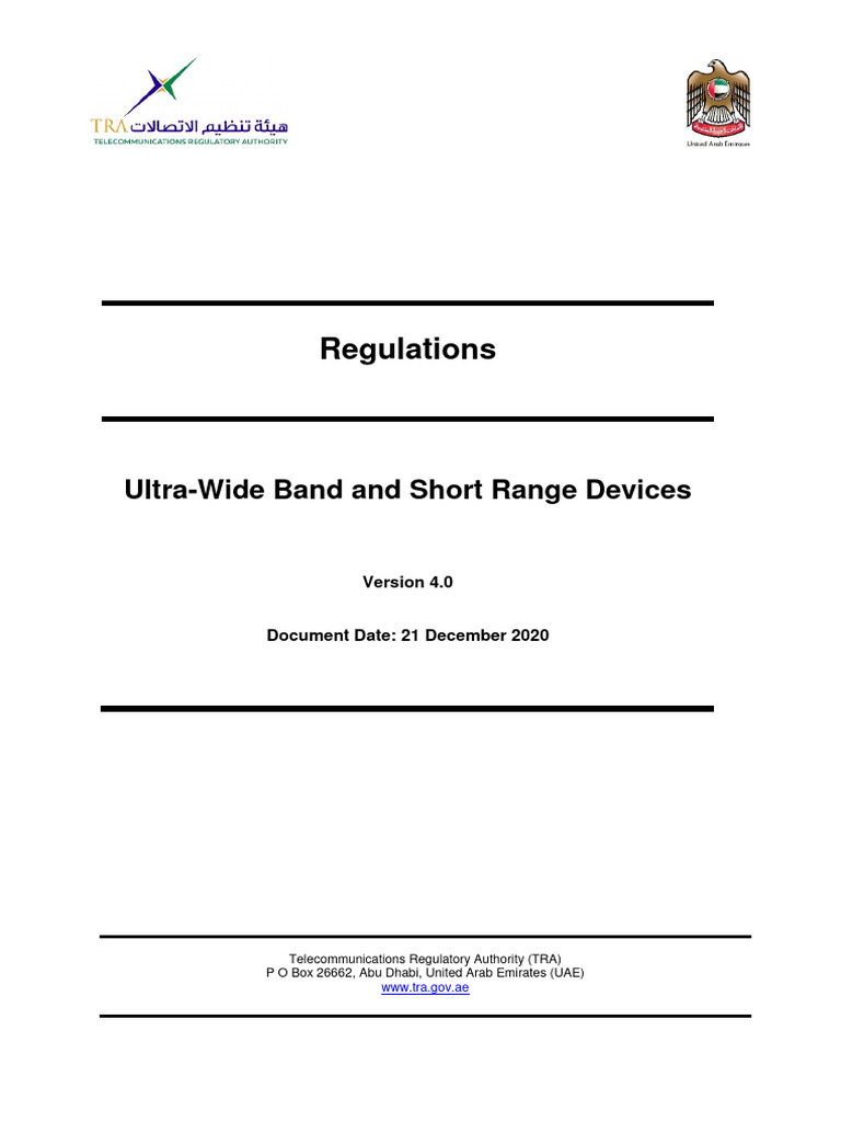 UWB and SRD Regs V4 0 PDF | PDF | Ultra Wideband | Radio