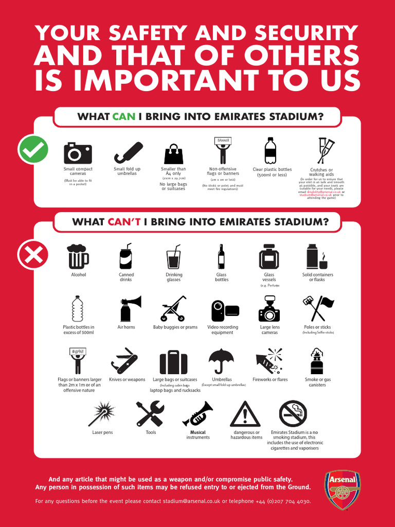 Emirates Stadium Prohibited Items 2021 | PDF | Equipment