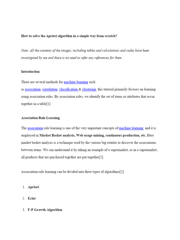 Apriori Algorithm in Word File | PDF | Theoretical Computer Science | Information Science