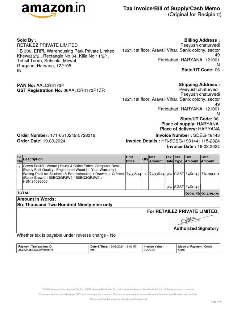 Study Table | PDF | Invoice | Money