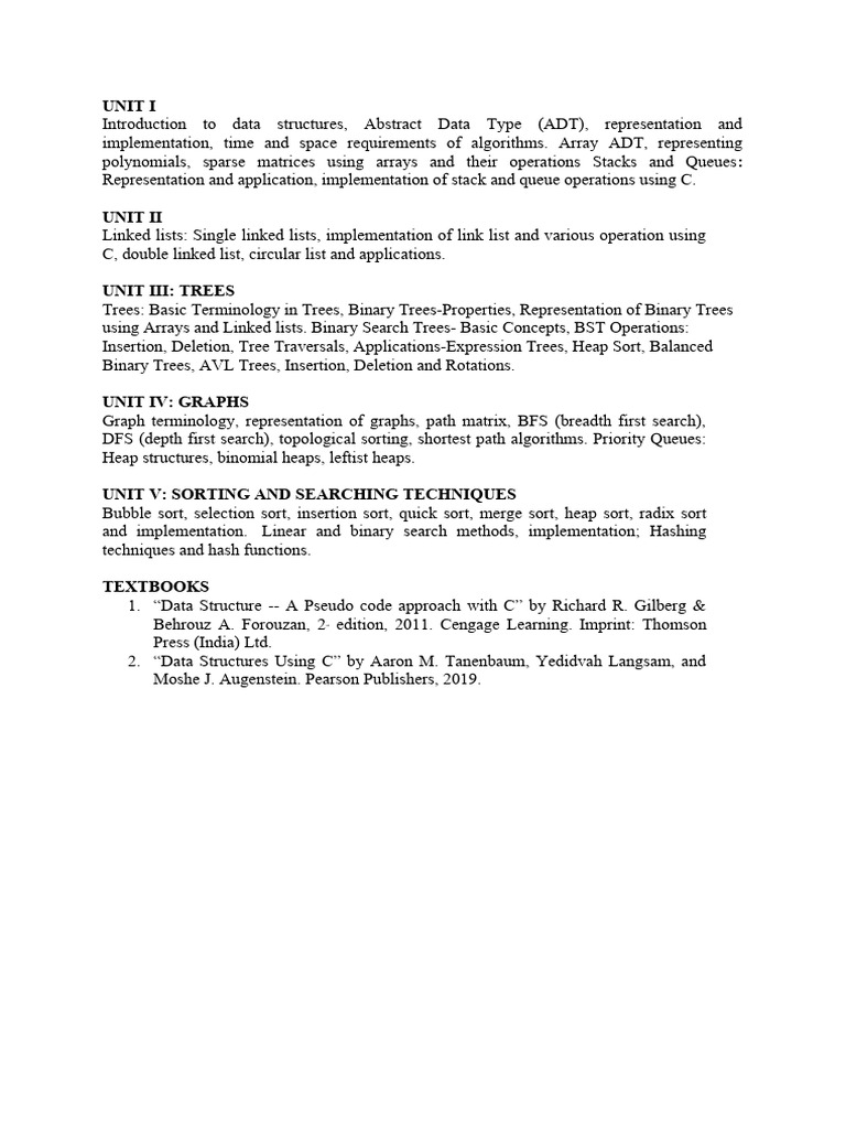 Data Structures Syllabus | PDF Data Structures Syllabus | PDF