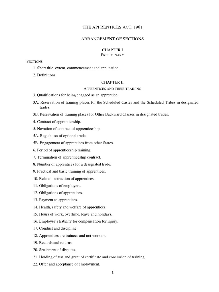 The Apprentices Act 1961 | PDF | Apprenticeship | Overtime