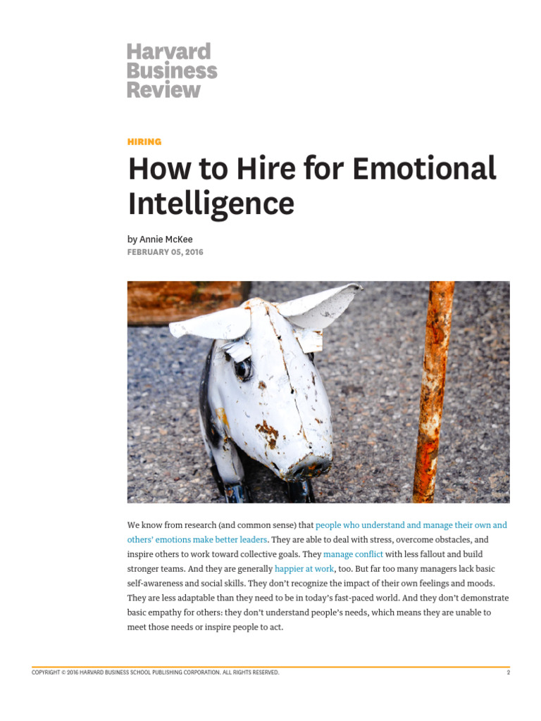 How To Hire For EI | PDF | Emotional Intelligence | Intelligence