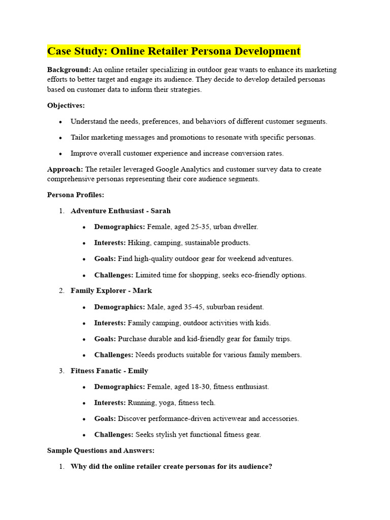 Persona Casestudy DM | PDF | Analytics | Marketing