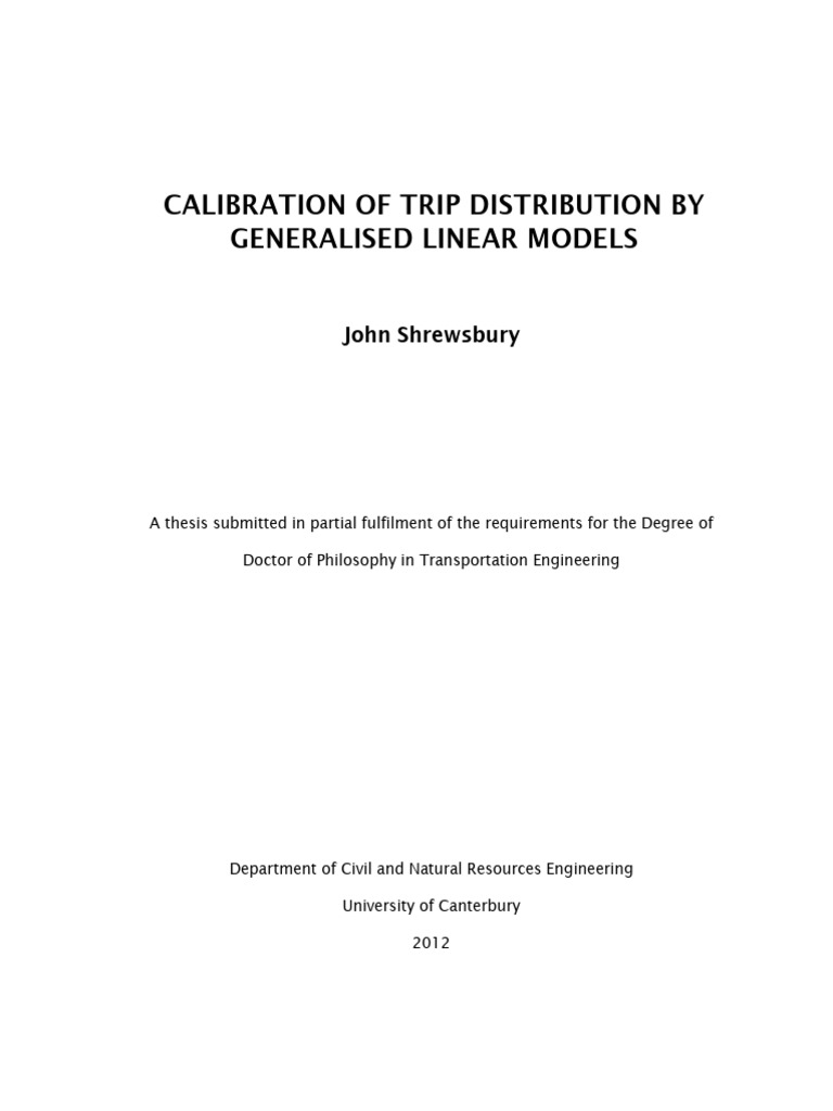 Calibration of Trip Distribution by Generalised Linear Models | Download Free PDF | Errors And ...