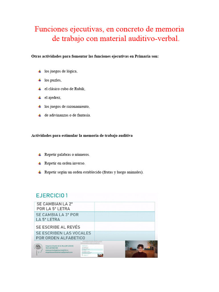 Actividades para Funciones Ejecutivas en Primaria | PDF