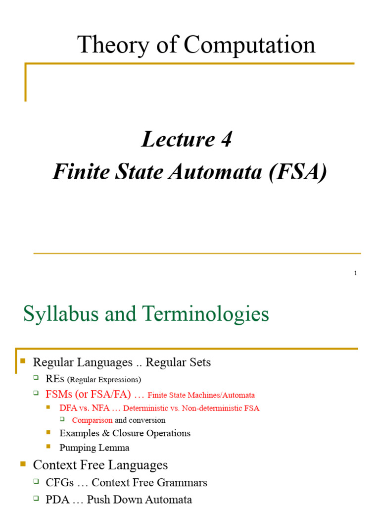 Lecture 4-FSMs-NFA-DFA | Download Free PDF | Syntax (Logic) | Mathematical Logic