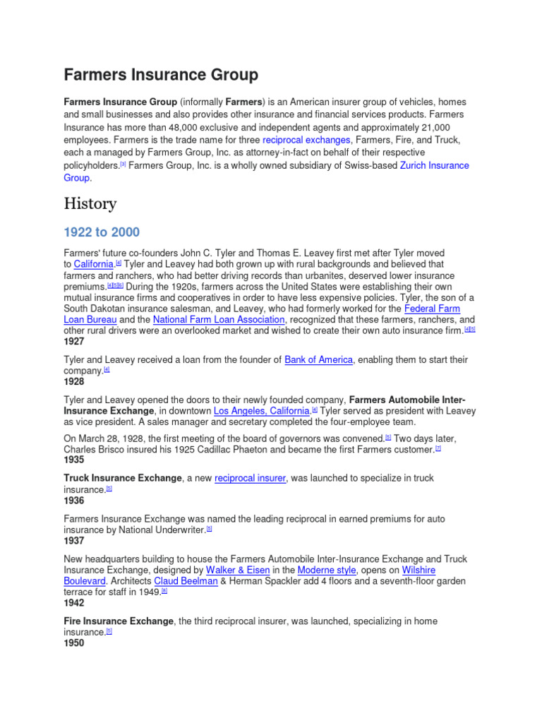 Farmers Insurance Group Overview and History | PDF | Insurance | Companies