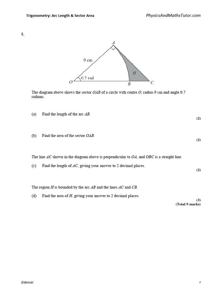 Arc Length and Sector Area | PDF | Area | Circle