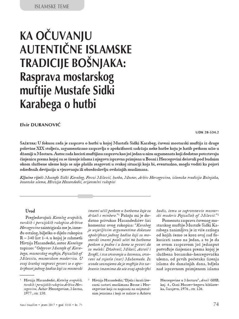 Ka Ocuvanju Autenticne Islamske Tradicij | PDF