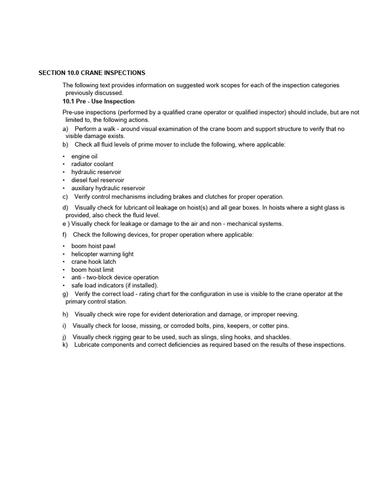 Crane Inspection Procedures and Checklist | PDF | Bearing (Mechanical ...