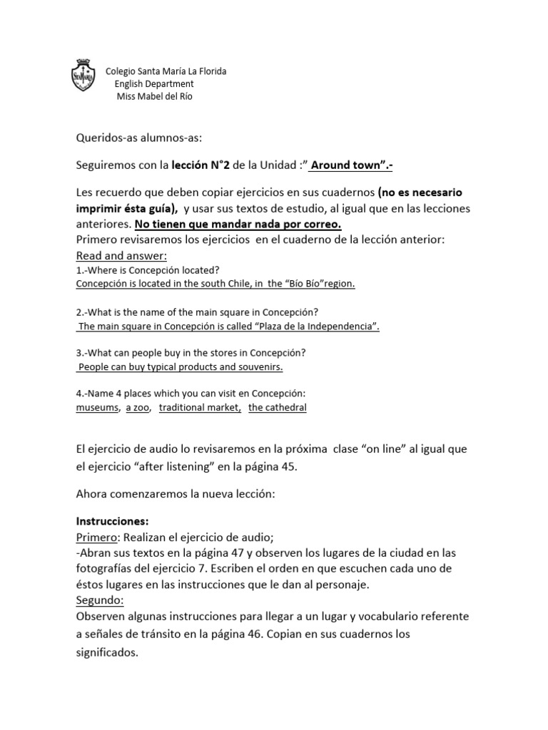 6to-Básico-Inglés-Lección-2-Unidad-2-Mabel-del-Río | PDF