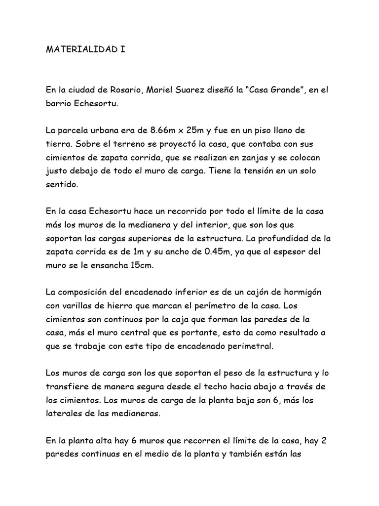 Materialidad r 1 | PDF | pared | Fundación (Ingeniería)