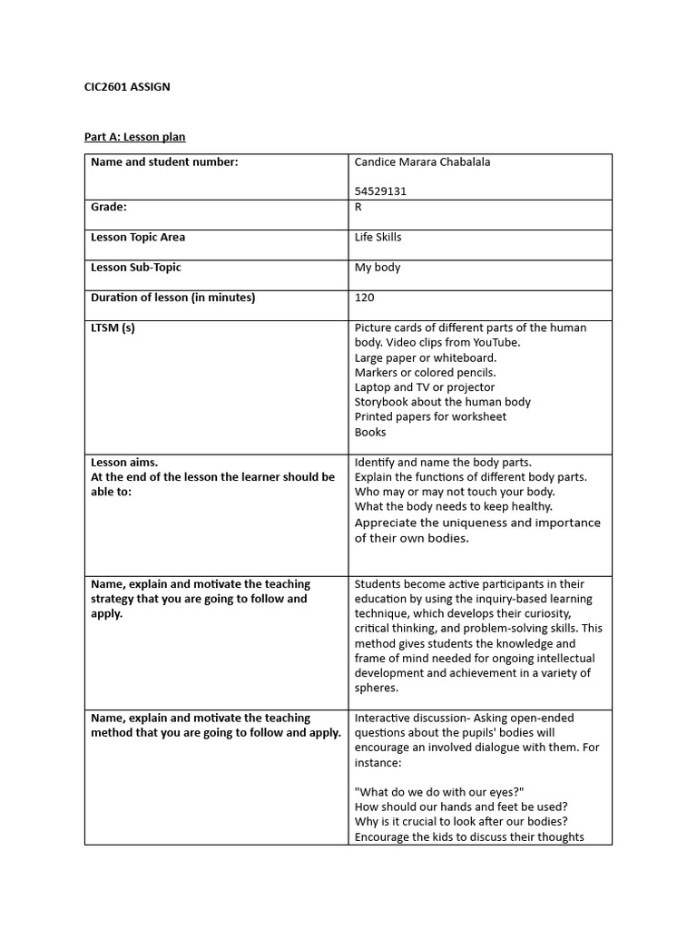 Cic Lesson Plan | PDF | Lesson Plan | Learning