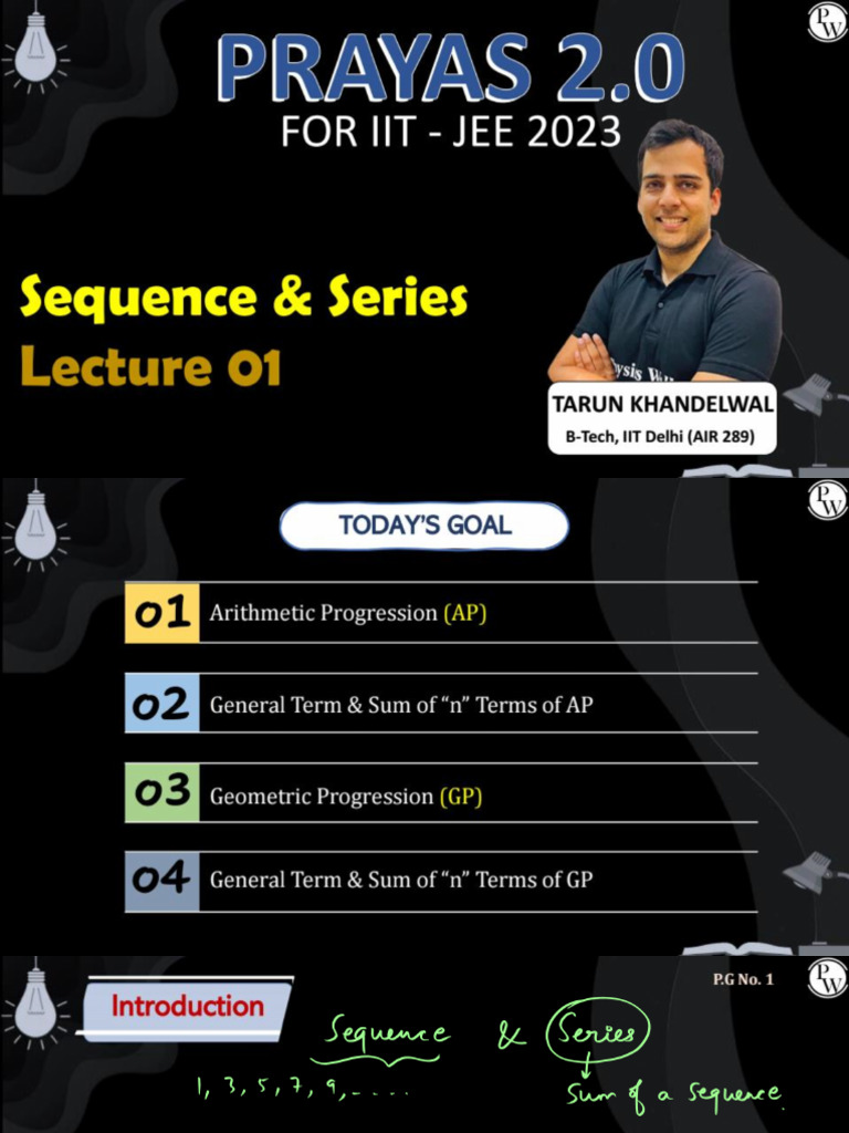 Sequence & Series (Prayas 2.0 | PDF