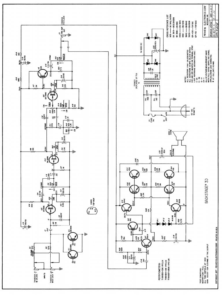 Peavey Backstage 30 Schematic | PDF