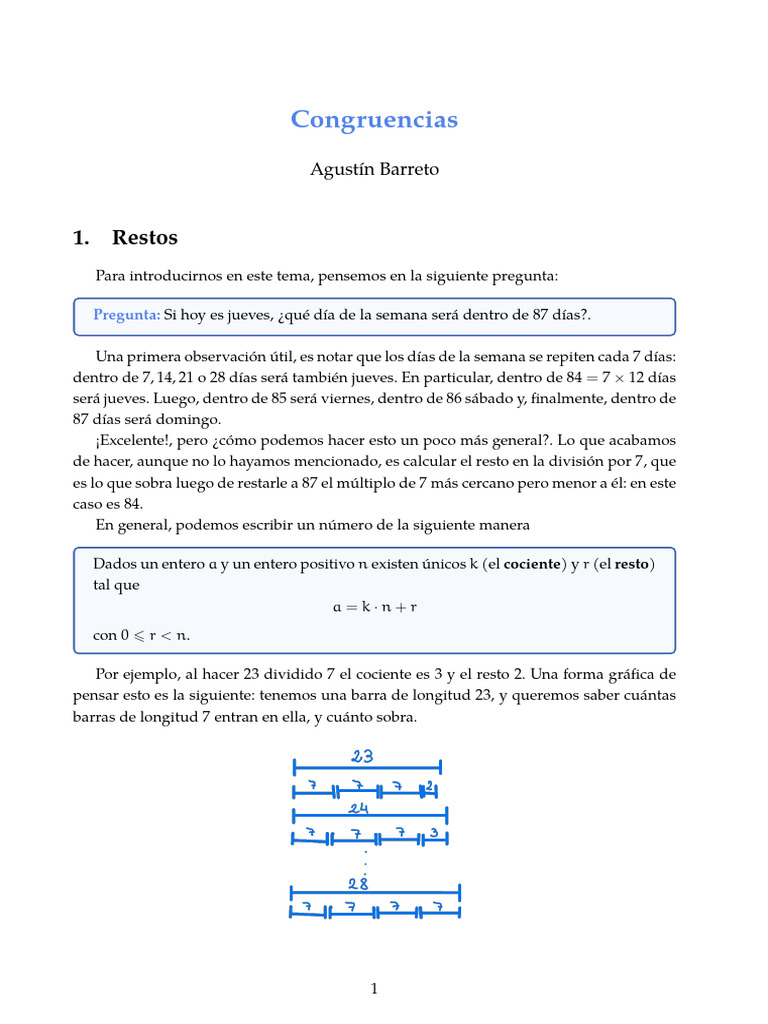 Apunte Congruencias | PDF | Matemáticas discretas | Conceptos matemáticos