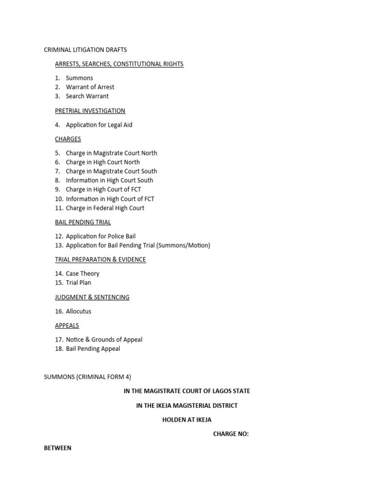 Criminal Litigation Drafts | PDF | Magistrate | Appeal