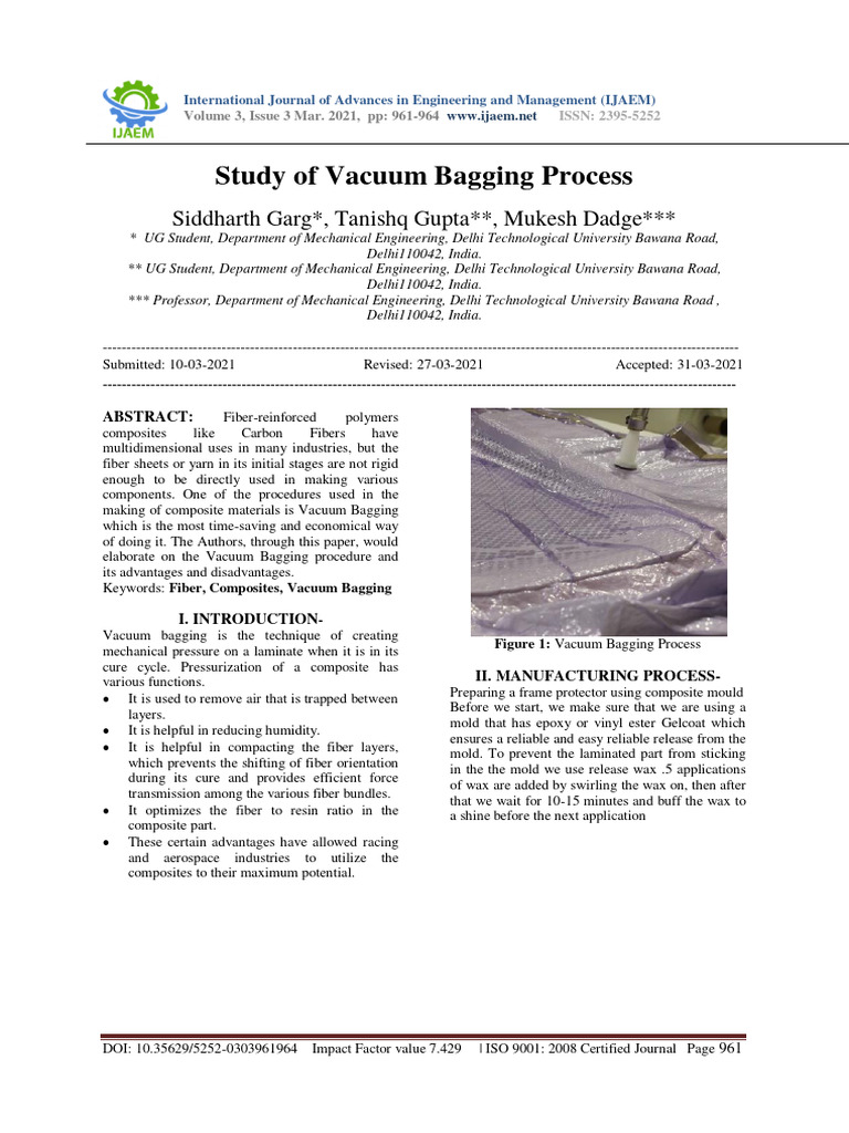 Study of Vacuum Bagging Process | PDF | Composite Material | Lamination