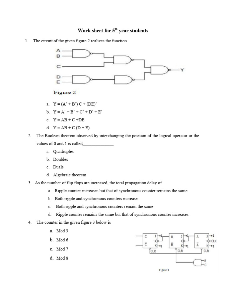 Work Sheet On DLD | PDF | Electrical Engineering | Arithmetic