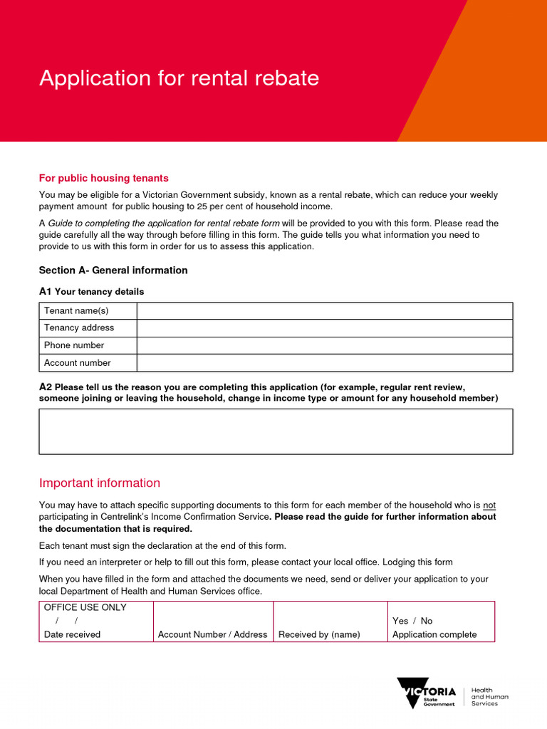 Updated Application For Rental Rebate March 2020 | PDF | Leasehold ...