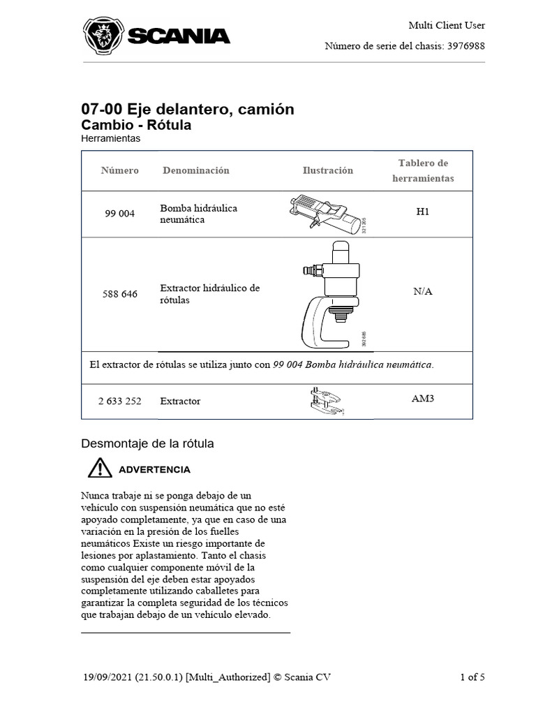 Cambio de rótula en camiones Scania | PDF | Tornillo | Tuerca (Hardware)