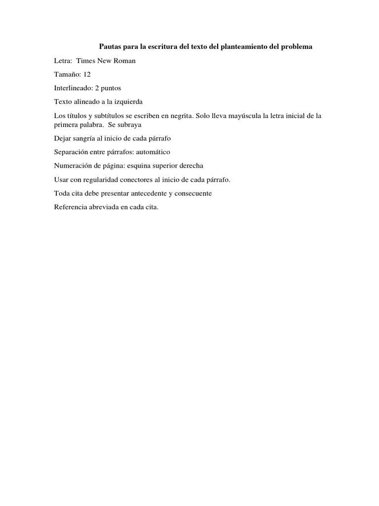 Pautas para el Planteamiento del Problema | PDF | Enseñando | Evaluación