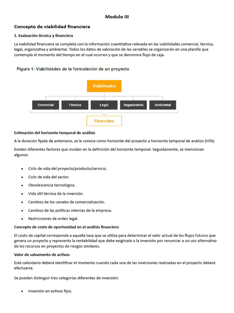 resumen m3_4 FACTIBILIDAD Y VIABILIDAD DE PROYECTOS | PDF | Capital de trabajo | Tasa interna de ...