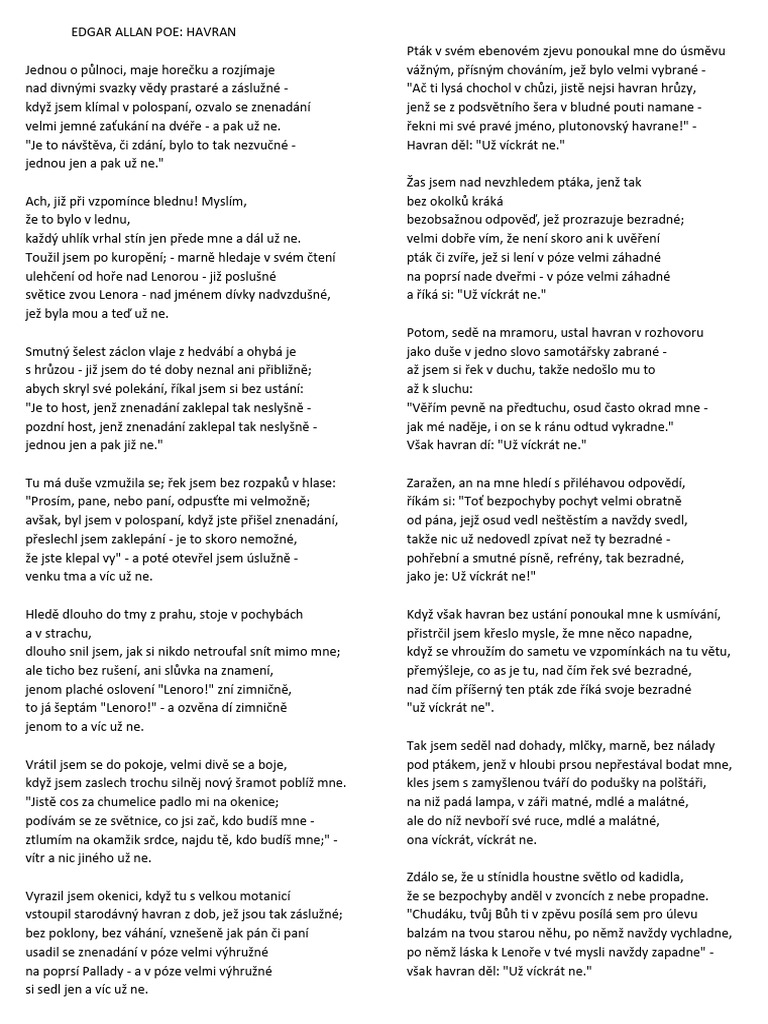 EDGAR-ALLAN-POE-Havran | PDF
