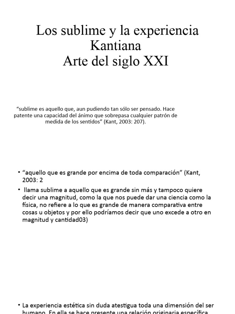 Los Sublime y La Experiencia Kantiana | PDF | Immanuel Kant | Experiencia