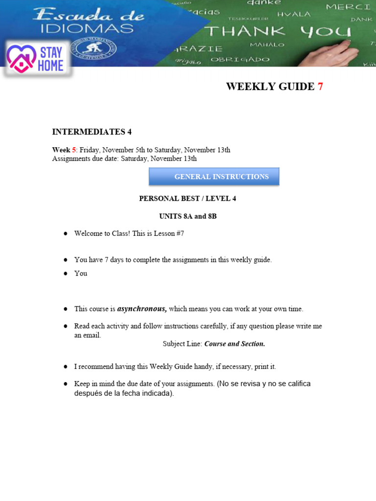 Weekly - Learning - Guide - Inter - 8a, B | PDF | Human Communication