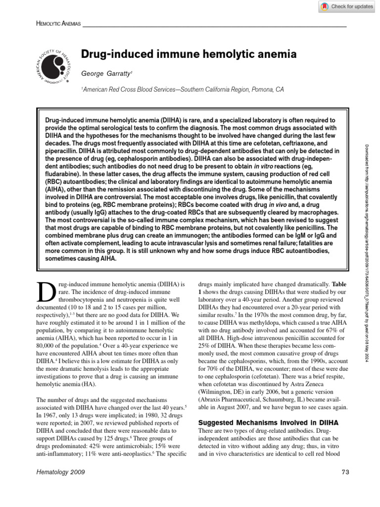Drug-Induced Immune Hemolytic Anemia | PDF | Medical Specialties ...