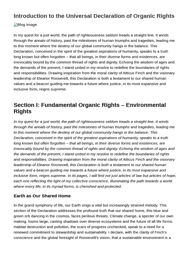 Introduction To The Universal Declaration of Organic Rights | PDF ...
