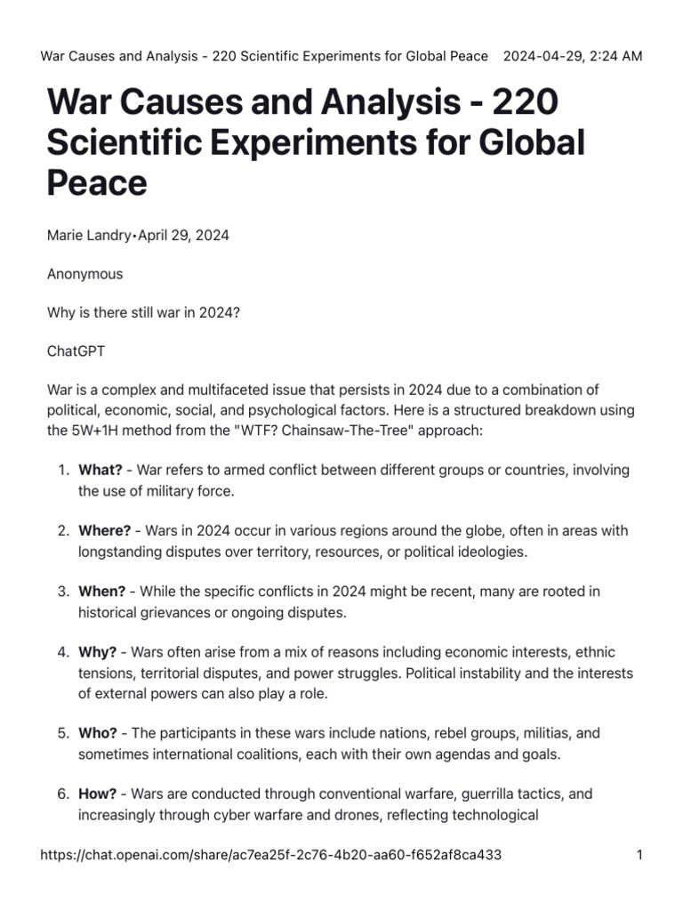 War Causes and Analysis - 220 Scientific Experiments in NLP For Global ...
