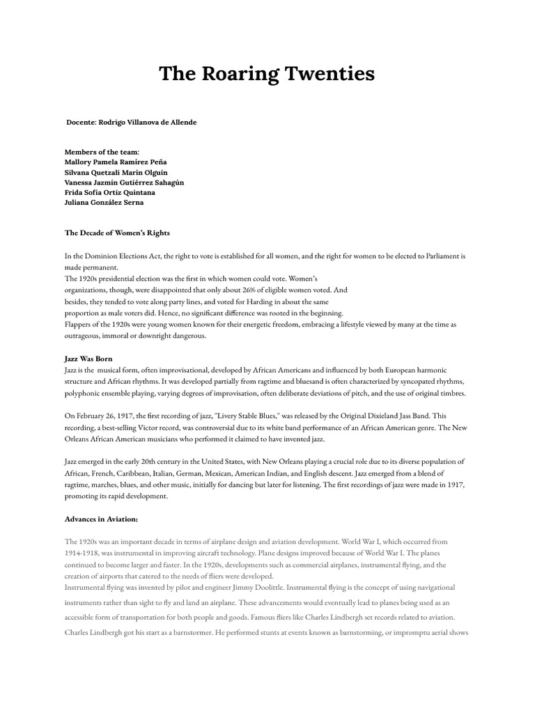 Document - The Roaring Twenties | PDF | Television | Airplane