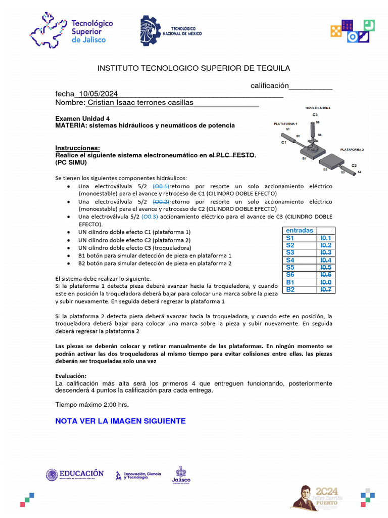 2024 Examen Unidad 4 Sistemas Hidr y Neum | PDF