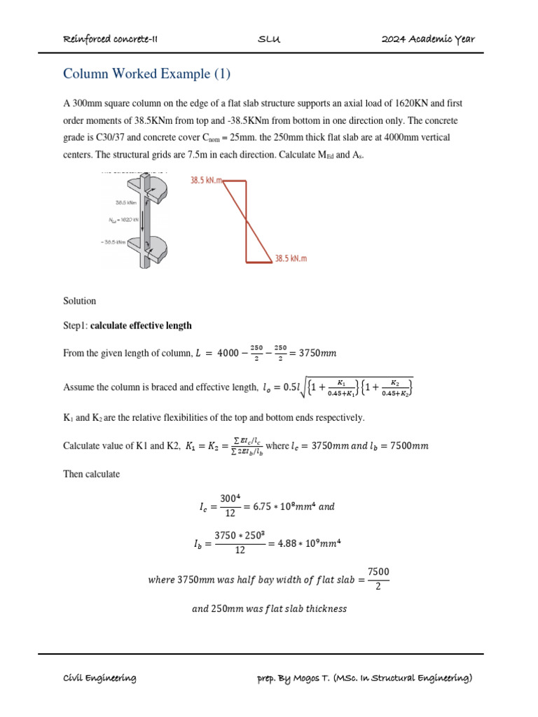 Worked Example on Column by Mogos T | PDF | Column | Beam (Structure)