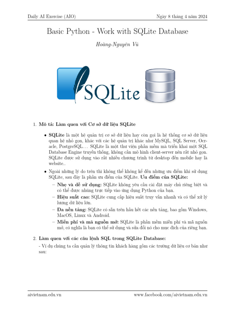 SQLite Cơ Bản | PDF
