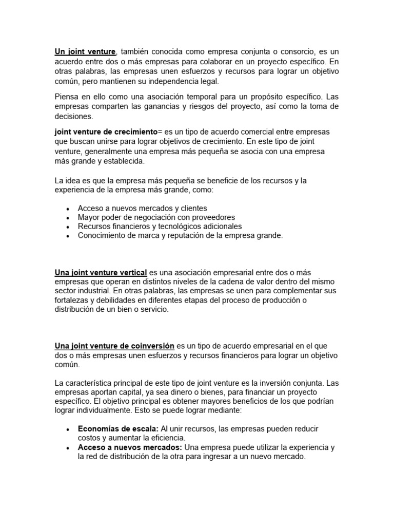 Guía de Joint Ventures Empresariales | PDF | Proyecto conjunto | Business