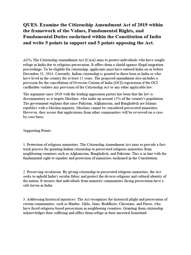 CAA | PDF | Human Rights | Government And Personhood