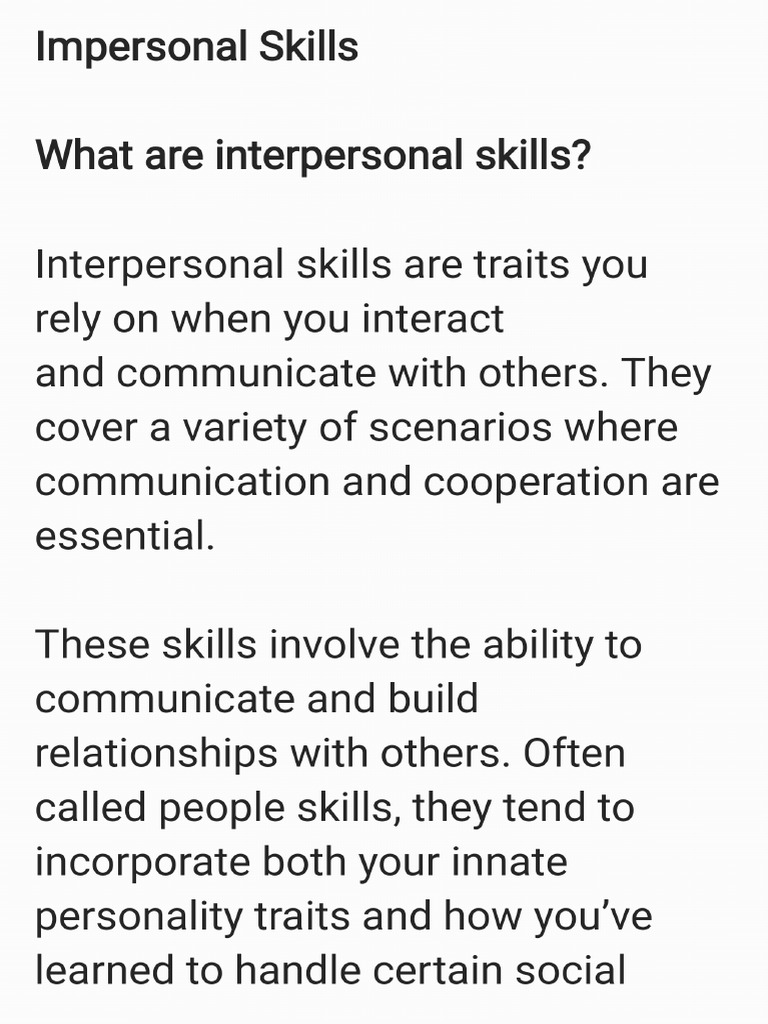Interpersonal Skills | PDF