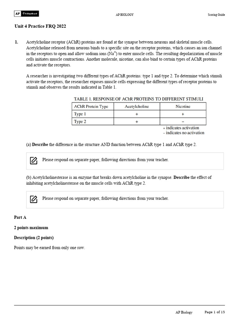 Unit 4 Practice FRQs SCORING GUIDE | Download Free PDF | Chemical ...