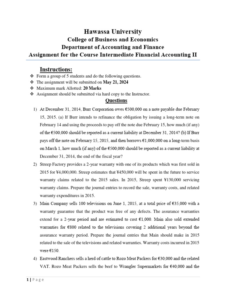 IFA II Assignment | PDF | Bonds (Finance) | Lease