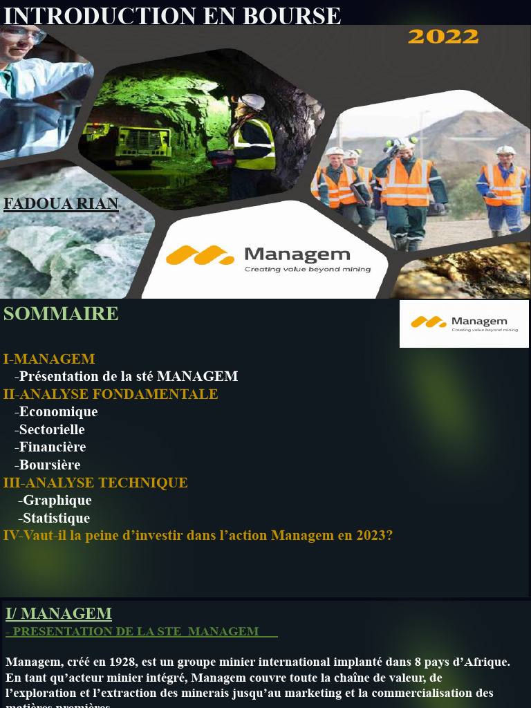 Analyse de l'action Managem en 2023 | PDF | Croissance économique ...