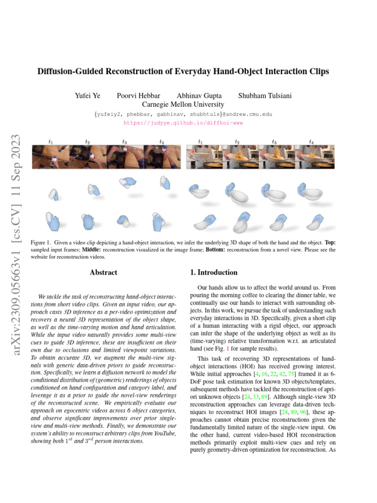 Diffusion-Guided Reconstruction of Everyday Hand-Object Interaction ...